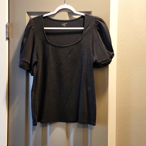 LOFT | Tops | Dark Gray Xl Ribbed Loft Outlet Blouse | Poshmark